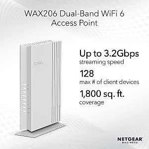 NETGEAR Wireless Desktop Access Point (WAX206)- WiFi 6 Dual-Band AX3200 Speed, 4x1G Ethernet Ports, 1x2.5G WAN, Up to 128 Devices, WPA3 Security, Up to 3 Separate WiFi Networks, MU-MIMO, 802.11ax