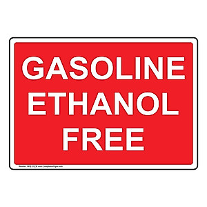 ComplianceSigns.com Gasoline Ethanol Free Label Decal, 7x5 inch Vinyl for Gases