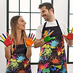 ASPMIZ Artist Painting Apron for Adults, Colorful Art Cooking Aprons, Waterproof Kitchen Bib Apron with Pockets, Adjustable Kitchen Aprons for Men Women Chef Gardening Baking, 27.6" x 31.5", Black