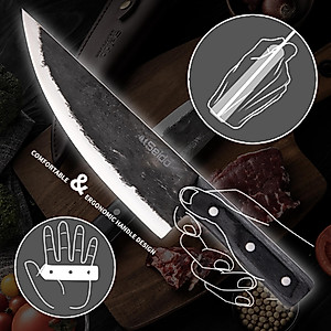 Seido Knives Gyakusatsu Butcher's Chef Knife - Full-Tang Blade for Precise Meat Slicing and Succulent BBQ - Versatile All-Rounder Knife