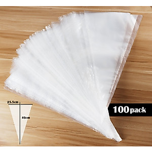 100 Pack Pastry Bags Thickened 18 inch Disposable Decorating Icing Piping Bags with 4 Icing Bag Ties, for Cookie/Cake Decorating Supplies