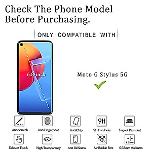 KATIN [2-Pack] Designed For Motorola Moto G Stylus 5G (2021) Tempered Glass Screen Protector, Anti Scratch, Bubble Free, 9H Hardness, Easy to Install, Case Friendly
