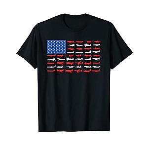 Pilot Airplane American Flag Plane Aviation T-Shirt