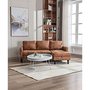 YUNLife&Home Sectional L-Shaped Sofa with Chaise,Reversible Couch Sleeper w/Pull Out Bed,Storage Space&Side Pockets,3-Seat Convertible Corner Sofá for Living Room/Apartment/Office