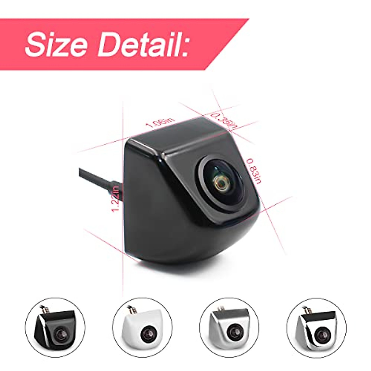 Backup Camera for Car, Waterproof Rear View Camera with Moveable Guideline, HD 960x720 Image Super Night Vision Car Backup Camera, 4 Layer Glass Lens 155 Degree Wide View Angle (Black)