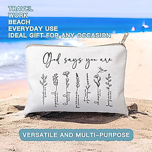 God Says You Are Cosmetic Bag, Christian Makeup Bag Bible Verse Floral Bible Verse Makeup Case for Women, Inspirational Cosmetic Bag, Sister Gifts, Affirmations Gifts (God says you are...)