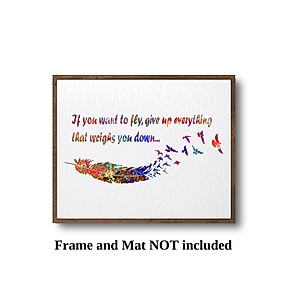 Dignovel Studios 8X10 Unframed Feather Motivational Inspirational Inspiring Quotes Watercolor Art Print Poster Home Decor DN505
