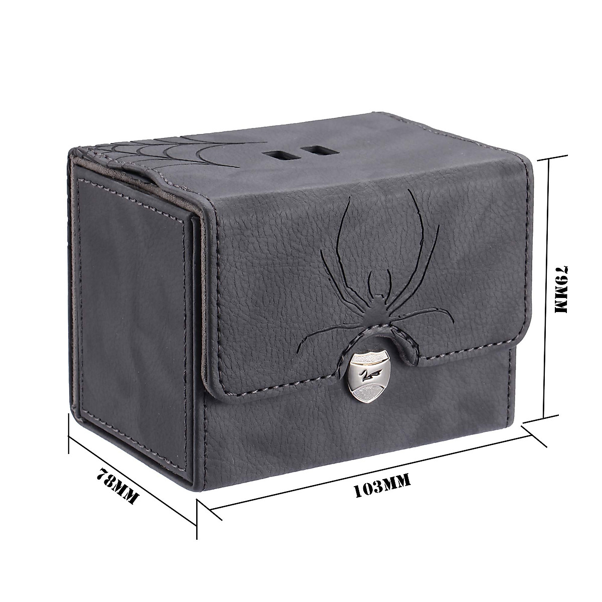 Zoopin Leather Deck Box with Built-in Spinning Life Counter (Black)