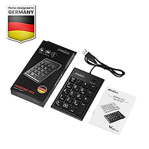 Perixx PPD-202 Wired 19 Keys Slim Numeric Keypad, Big Print Font, Silent Notebook Scissor Key Number Keypad with Tab Key and Num Lock, Black