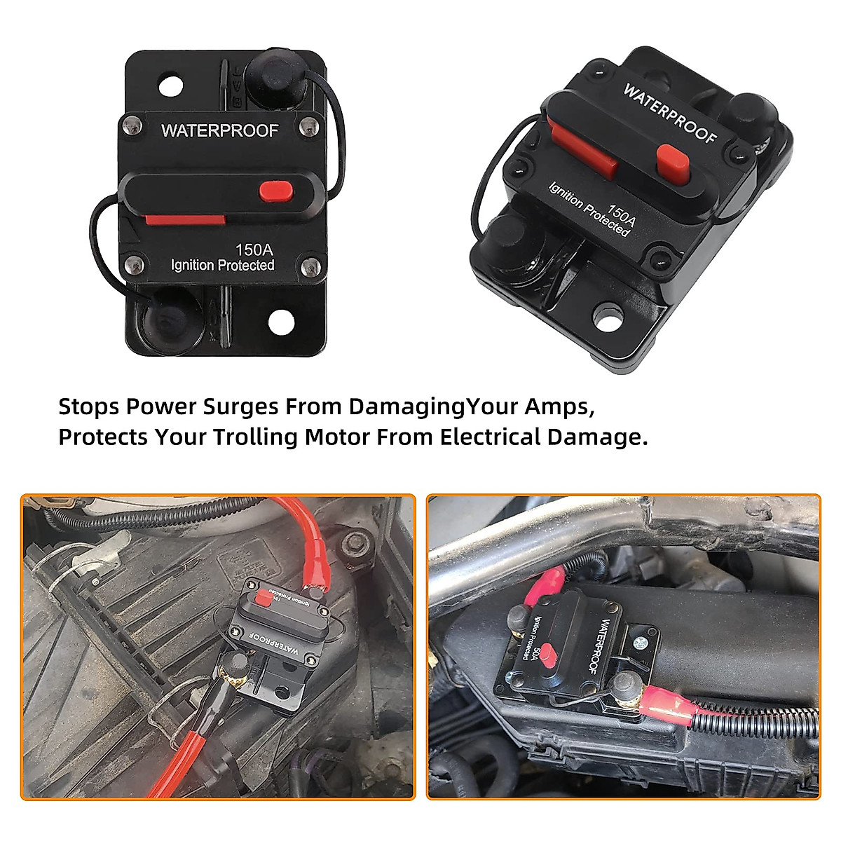 Tiooka 150 Amp Circuit Breaker 12V-48V 3 Pack with Manual Reset for Boat Trolling Motor Marine ATV Trailer Vehicles Stereo Audio Electronic Battery Solar System Waterproof Circuit Breaker