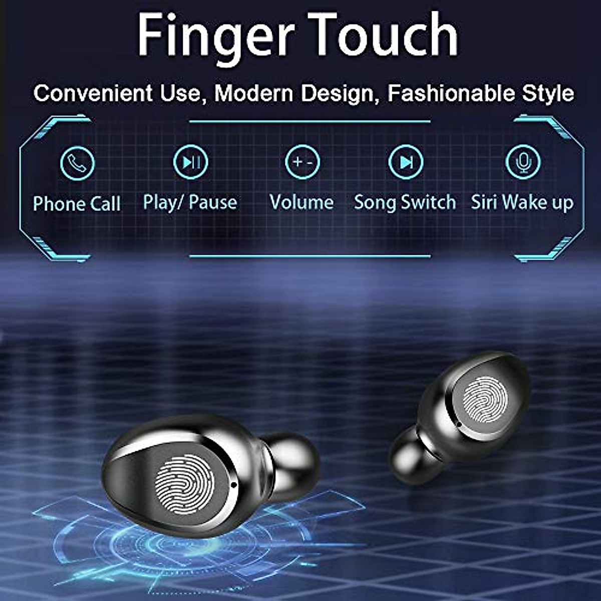 IHAO Sport Earbuds Headphone with Mic 3 in 1 Multifunctional Earpiece Power Bank TWS (True Wireless Stereo) in-Ear Headset HiFi Sound Noise Reduction Painless Firm Wear Earphone-Luxury Black F9