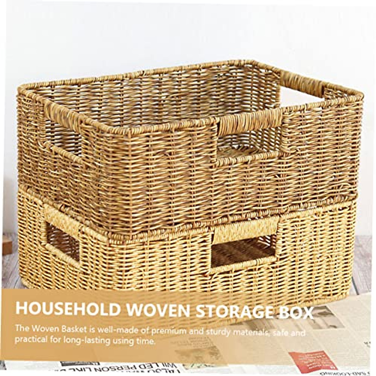 HOMOCONO Storage Basket Toilet Tank Basket Baskets for Food Container Basket for Toys Desktop Finishing Basket Toy Storage Bin Wicker Baskets Condiments Containers Keychain Holder Pp Brown
