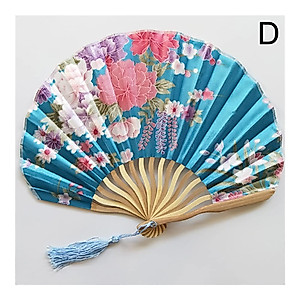 FKJLUN Handmade Folding Fan Chinese Classic Folding Fan Hand Held Fan Bamboo Paper Folding Fan Party Wedding Decor Vintage Bamboo Folding Hand Fans Handheld Fan (Color : D)