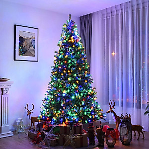 Renoliss USB 66FT 200 LED 16 Colors Changing LED Fairy String Lights with Remote, Red White and Blue Lights with Green Wire & Timer Function for Holiday Decorations, Multicolor & More Solid Colors