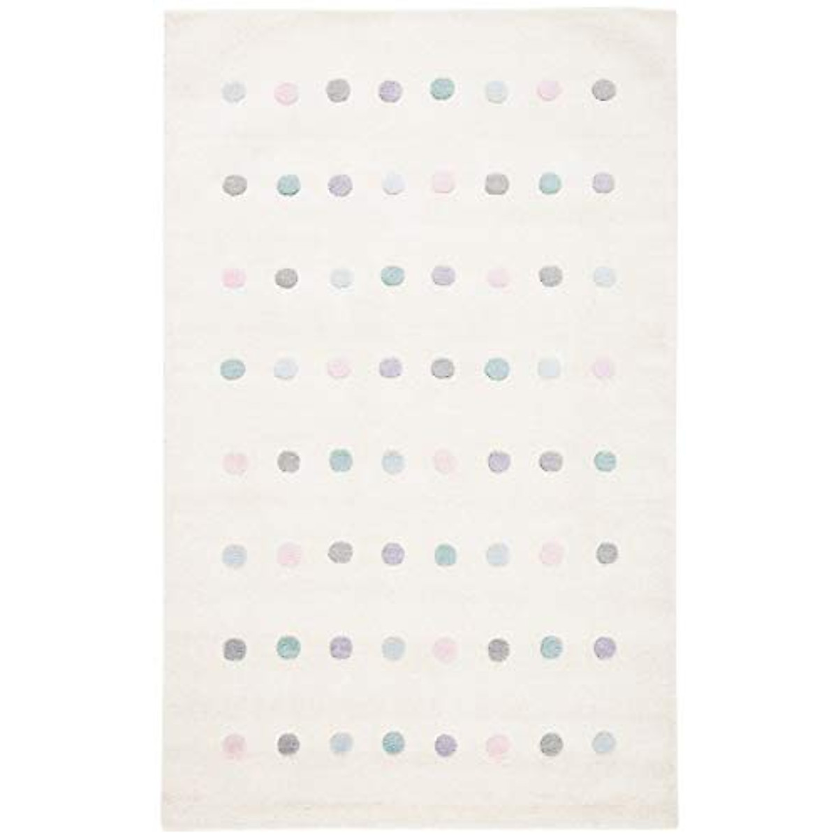 SAFAVIEH Kids Collection 5' x 8' Ivory SFK805A Handmade Polka Dot Wool Area Rug