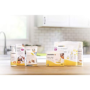 Medela Quick Clean MicroSteam Bags, Sterilizing Bags for Bottles Breast Pump Parts Eliminates 99.9 of Common Bacteria Germs Disinfects Most Breastpump Accessories, Yellow, 12 Pack