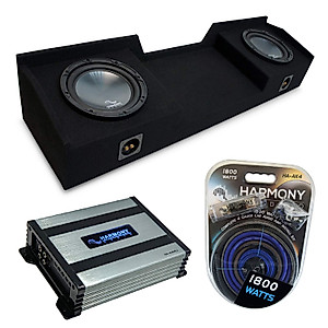 Harmony Audio Compatible with 2004-2015 Nissan Titan King or Crew Truck Harmony Bundle R104 Dual 10" Sub Box & HA-A400.1
