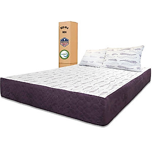 Sleep Touch Lavender Luxury -10inch, Made in USA, Gel-infused Memory Foam Mattress & Pillows, CertiPUR-US Certified, Bed-in-a-Box (Queen)