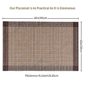 SENDAY Placemats, Set of 8 Heat-Resistant Placemats Stain Resistant Anti-Skid Placemats for Kitchen Table, Washable Durable PVC Table Mats Woven Vinyl Placemats