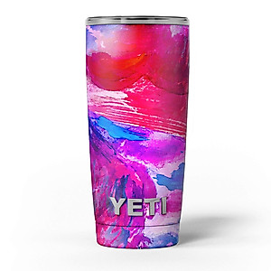 Design Skinz Splatter Blue and Red Oil - Skin Decal Vinyl Wrap Kit Compatible with The Yeti Rambler Cooler Tumbler Cups