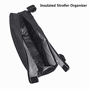 Insulated Universal Stroller Organizer, Stroller Side Sling Saddle Bag,Multiple Zipper Pockets for Bottle, Diaper, Phone, Toys, Baby Items - Fits All Strollers, Easy Installation