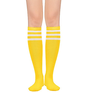 American Trends Womens Athletic Socks Outdoor Sports Yellow Running Training Socks Casual Tube Socks 1 Pack Yellow White