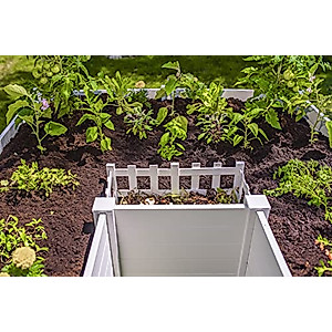 Vita Classic 6 Foot x 6 Foot x 22 inch White Vinyl Keyhole Garden with Composting Basket, BPA, Pthalate Free, VT17107