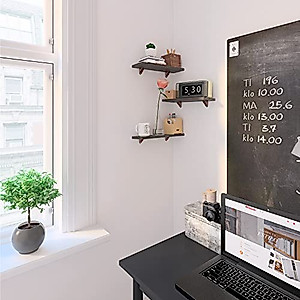 PLAYCON Easy Wall Mounted Floating Shelves Set of 3, for Office/Bedroom/Living Room/Media Room/Kitchen/Bathroom/Laundry Room/Storage, Innovative Textured PVC Finishing Wenge Wood Veneer Looking