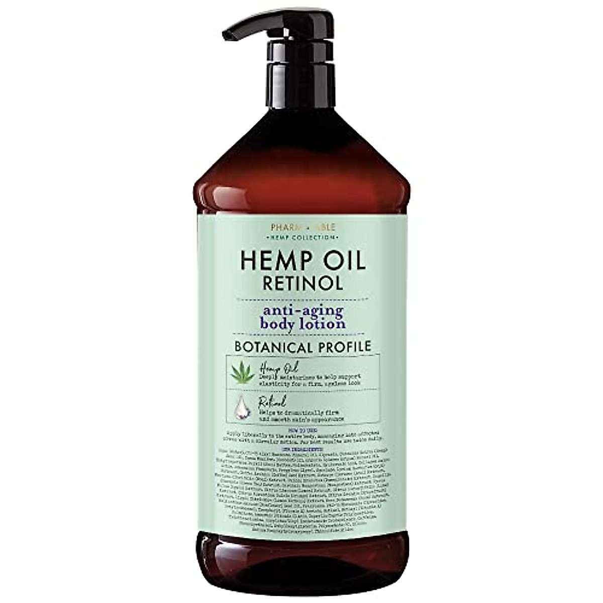 PHARM TO TABLE Hemp Oil & Retinol Anti-Aging Body Lotion, Locks In Moisture, Cruelty And Paraben Free Skin Care, 32oz/960ml