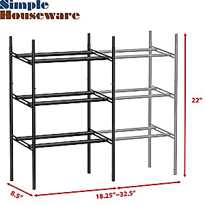 Simple Houseware 3-Tier Extendable Shoe Rack, Black
