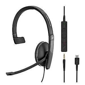 Sennheiser SC 135 USB-C (508355) - Single-Sided (Monaural) Headset for Business Professionals | with HD Stereo Sound, Noise-Canceling Microphone, & USB-C Connector (Black)