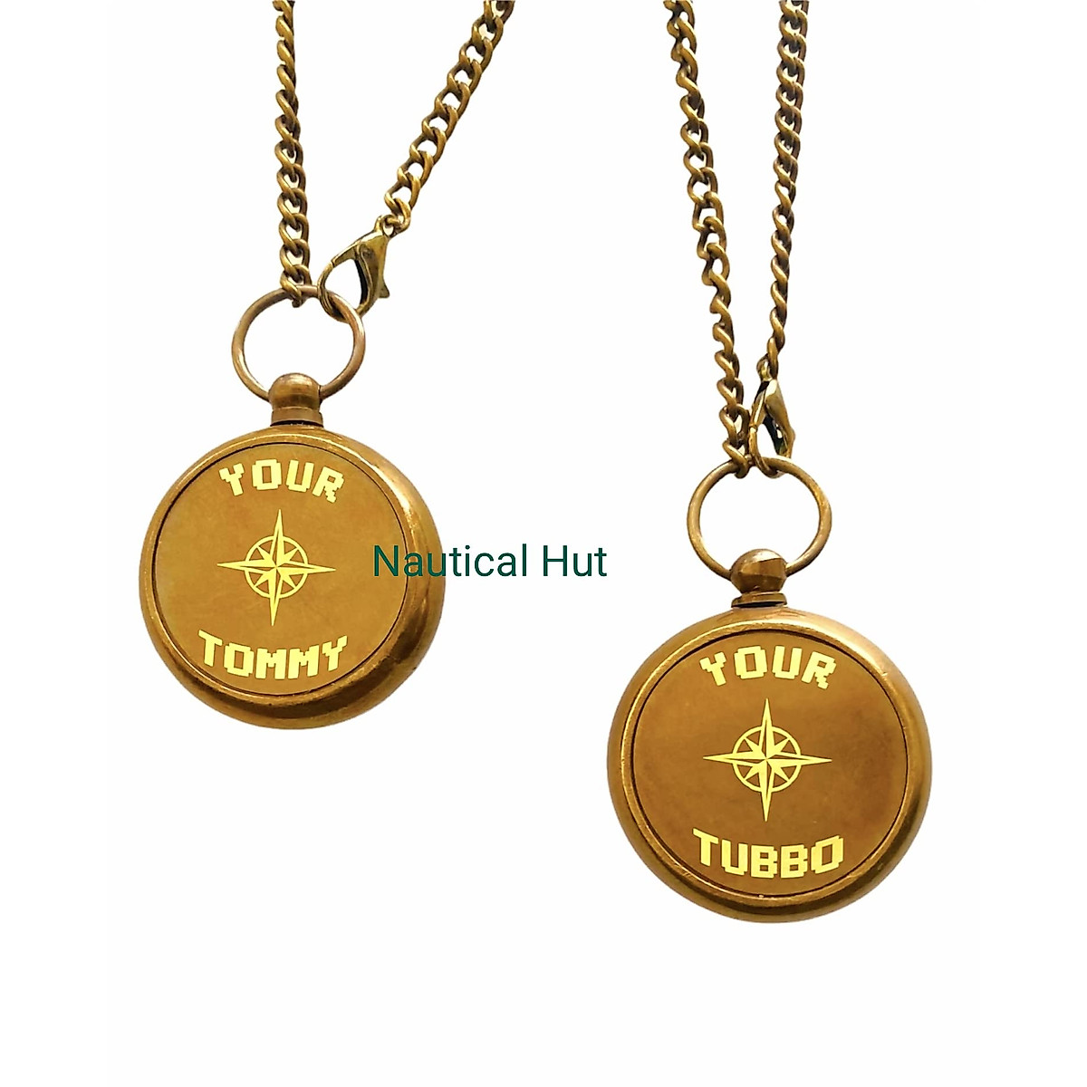 Nautical Hut Your Tommy Your Tubbo Brass Locket Nautical Pocket Compass with Leather Carry