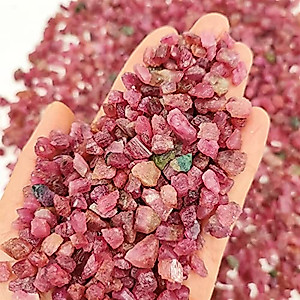 FUDGIO 100g Bulk Natural Red Tourmaline Gravel Rock Raw Crystal Specimen Gemstone Aquarium Decor Gift