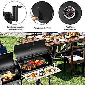 LIVIZA 24.5 Inch Charcoal Grill, Outdoor Camping BBQ Grill, BBQ Grill Set Attached Steel Firebox, Barbecue Pit for Outdoor Garden Park Patio and Backyard Cooking
