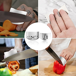 8pcs Stainless Steel Finger Guards, Single & Double-Finger Protector for Cutting Chopping Finger Guard Open-Ring Style Finger Shield for Cutting Aid Kitchen Tool Slicing Dicing Chopping