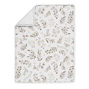 Sweet Jojo Designs Floral Leaf Baby Boy or Girl Nursery Crib Bedding Set - 4 Pieces - Gender Neutral Ivory Beige Taupe White Gender Neutral Boho Watercolor Botanical Flower Woodland Tropical Garden