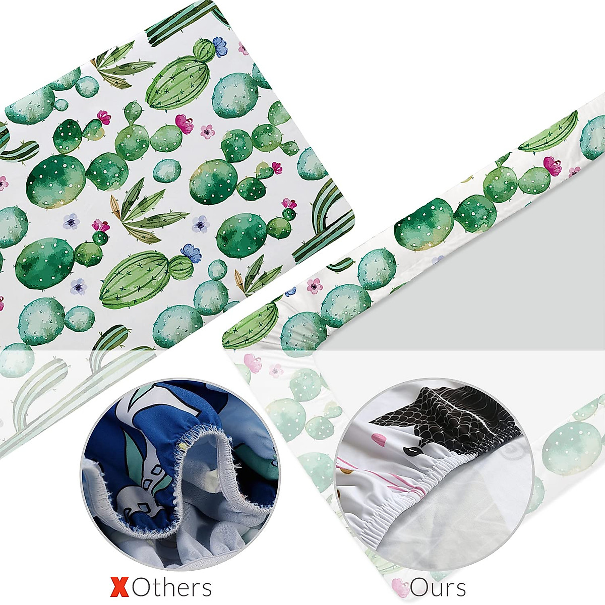 ARIGHTEX Crib Sheet Cactus Print Soft Jersey Knit, Fitted Baby & Toddler Standard Crib Sheets, Floral Nursery Sheet, 28"x52", Portable Mattress Topper for Girls, Summer Plant Pattern