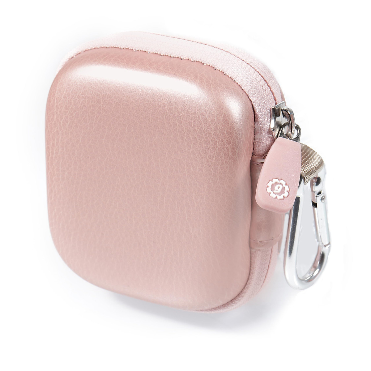 WGear Credit Card Reader Case for Square Contactless and Chip Reader, USB Cables and Small Accessories, Mesh Pocket, Secure Elastic Strap, Easy to go Carabiner (Rose Gold)