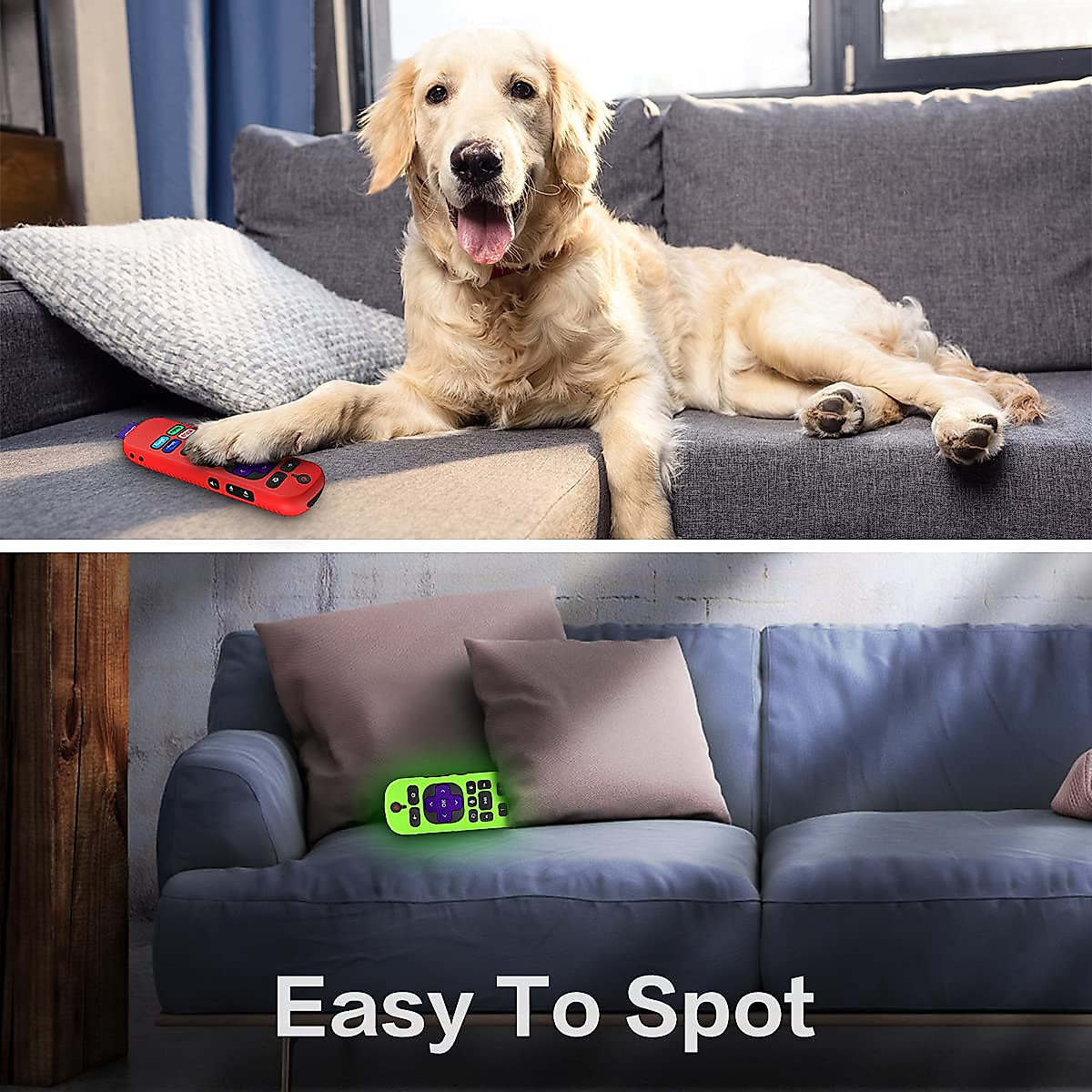 [3Pcs] Case for Roku Voice Remote Pro 2021(Only for 2021 Released), Anti Slip | Shockproof Silicone Protective Cover for Roku Voice Pro Remote Controller with Lanyard(Glow Blue+Glow Green+Red)