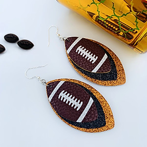 Football Earrings - Sport Earrings - Black & Gold Earrings Glitter - Football Fan Accessory Earrings - Football Jewelry - Football Accessories (Black & Marigold)