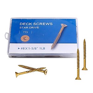 #8 x 1-5/8" 1lb T15 Iron Deck Screw Flat Head Torx Trough Rib Screws Cut Tail Tapping Screws Deck Screws 142 Pieces
