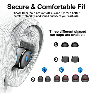 kurdene Bluetooth Wireless Earbuds, S8 Deep Bass Sound 38H Playtime IPX8 Waterproof Earphones Call Clear with Microphone in-Ear Bluetooth Headphones Comfortable for iPhone, Android