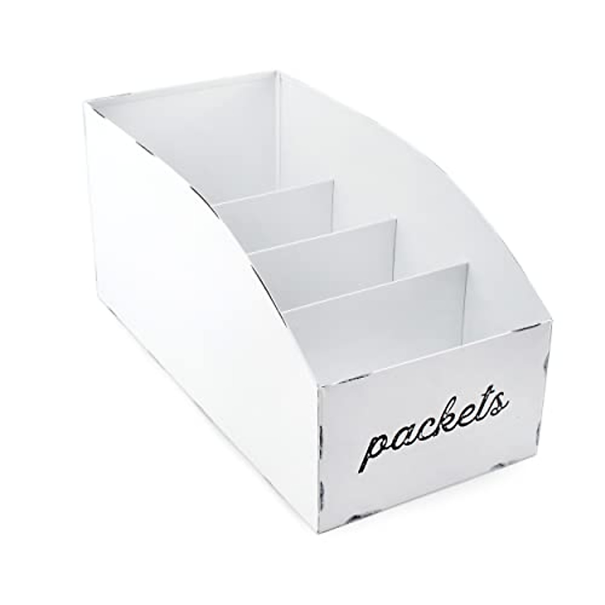 AuldHome Farmhouse Food Packet Organizers (2-Pack, White); Pantry Organization Divided Compartment Bins for Food Mixes and Spice Packets