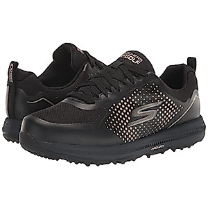 Skechers Women's Go Elite 5 Arch Fit Waterproof Golf Shoe Sneaker, Black/Rose Gold Sport, 8.5