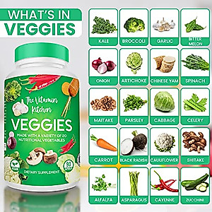 The Vitamin Kitchen Fruit and Veggie Supplements-90 Fruits, 90 Veggies Capsules to Boost Energy Balance - Whole Food Fruits and Vegetable from Nature - Made in USA - Soy & Vegan Free (Pack of 2)