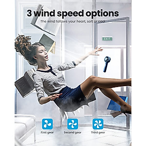 Gaiatop Mini Portable Fan, Navy Blue, Cute Design, Powerful Wind, Handheld and Desktop, Rechargeable Battery