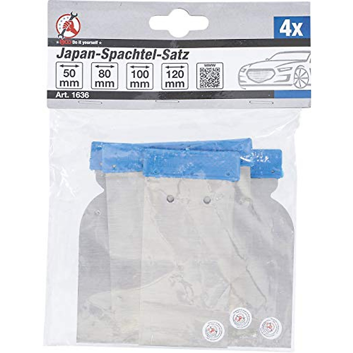 BGS Diy 1636 | Japan Scraper Set | Spring Steel | 50/80 / 100/120 mm | 4 pcs.