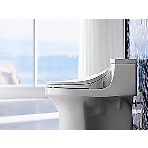KOHLER 4108-96 PureWash E750 Elongated Electric Bidet Toilet Seat with Remote Control, Bidet Warm Water with Dryer for Existing Toilets, Biscuit