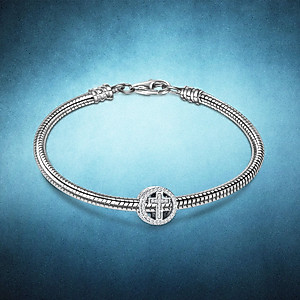 ANGEMIEL 925 Sterling Silver CZ Charms All Things Are Possible Fit European Snake Bracelets