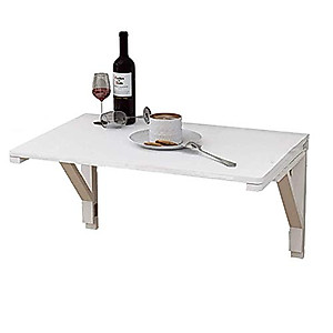 PIBM Stylish Simplicity Shelf Wall Mounted Floating Rack Table Laptop Stand Desk Foldable Solid Wood Multifunction Simple Restaurant Bedroom Living Room,8 Sizes, White ,